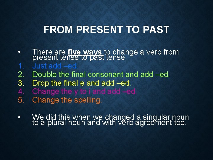 CHANGING VERBS FROM PRESENT TO PAST TENSE Workshop