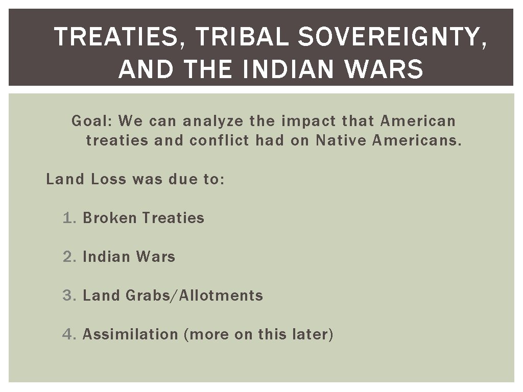 TREATIES TRIBAL SOVEREIGNTY AND THE INDIAN WARS GEOGRAPHY