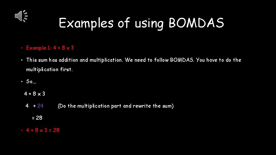 Order of Operations BOMDAS RULE 1 and x