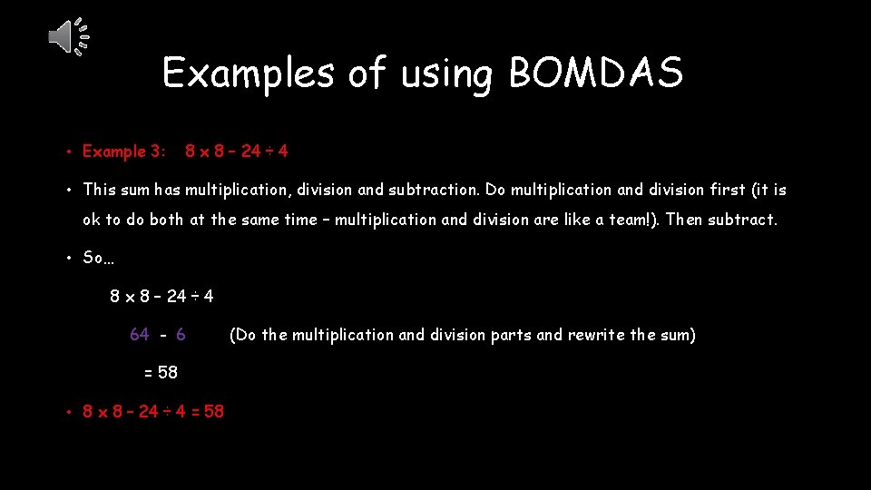 Order of Operations BOMDAS RULE 1 and x