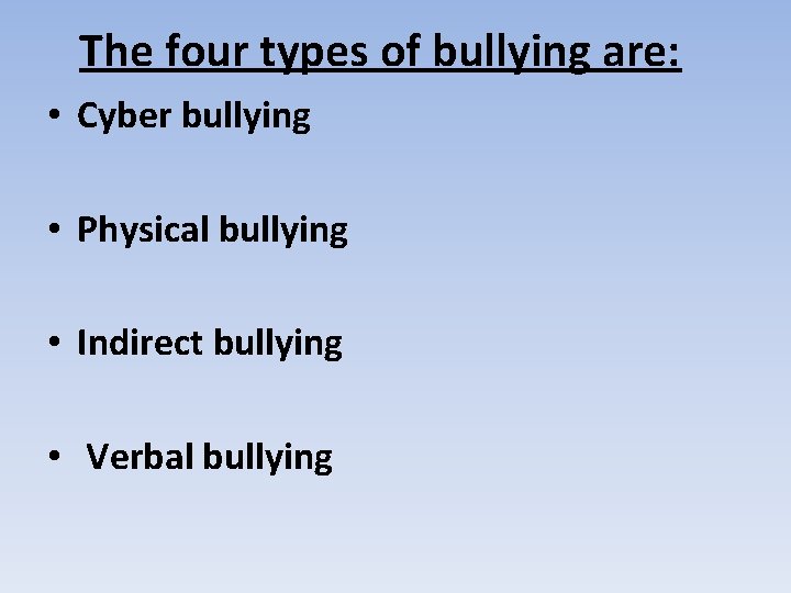 The four types of Bullying 19 January 2022