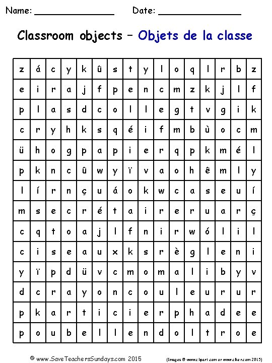 Classroom objects Objets de la classe les ciseaux