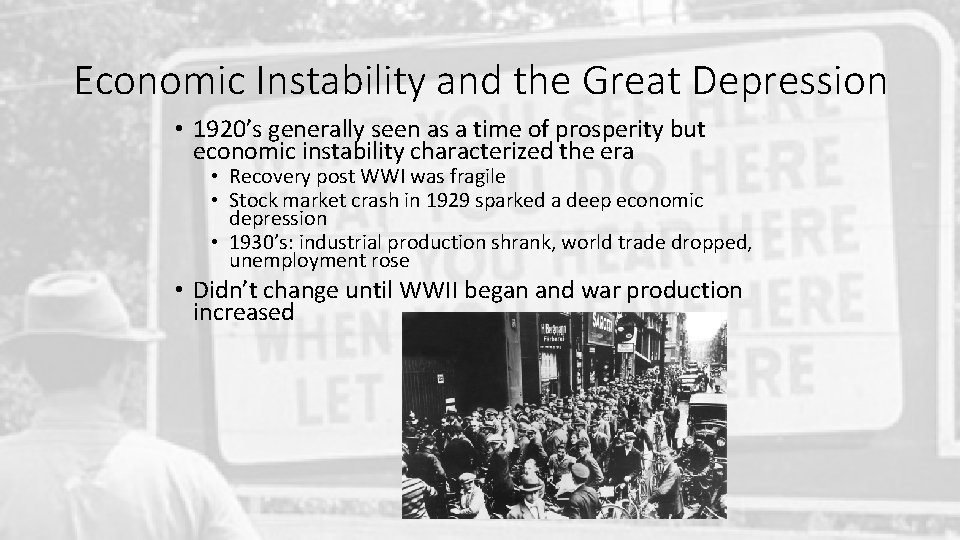 Great Depression WWII Economic Instability and the Great