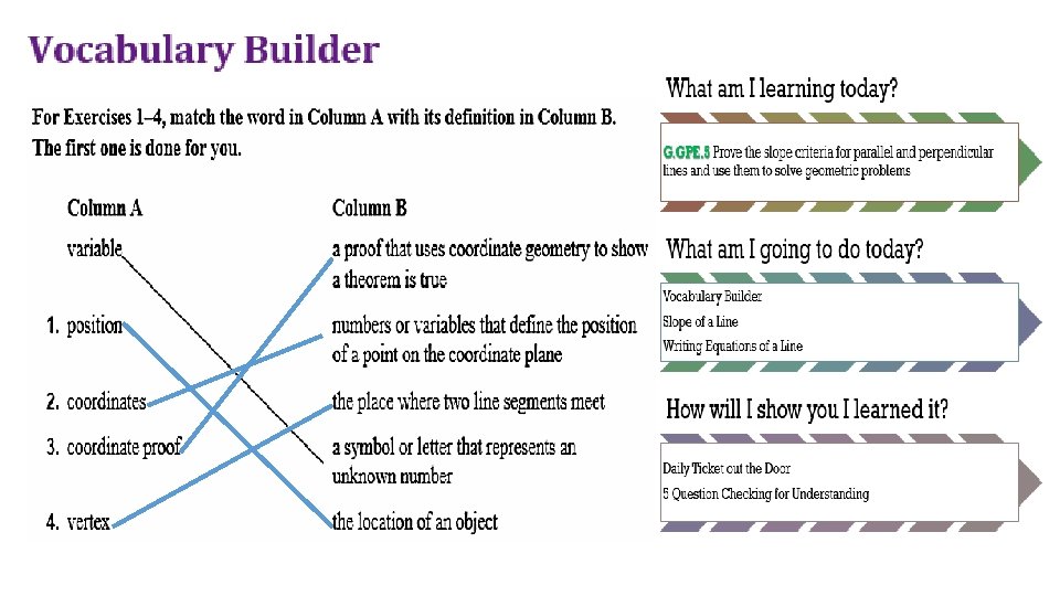 Unit 5 Geometric and Algebraic Connections Vocabulary Builder