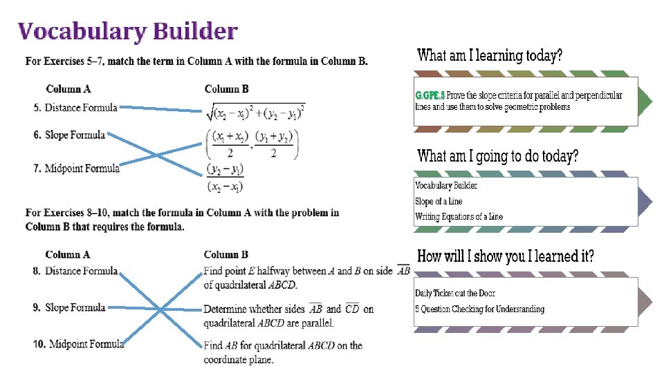 Unit 5 Geometric and Algebraic Connections Vocabulary Builder