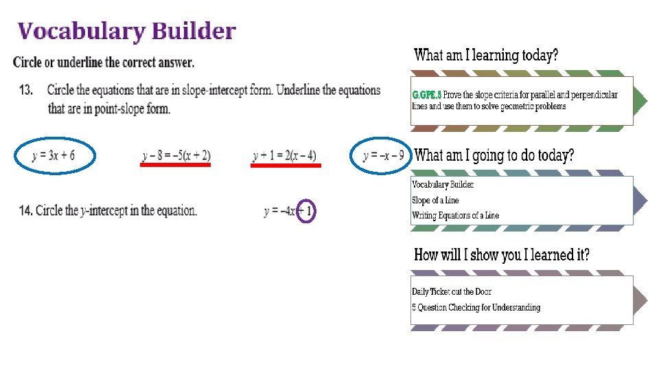 Unit 5 Geometric and Algebraic Connections Vocabulary Builder