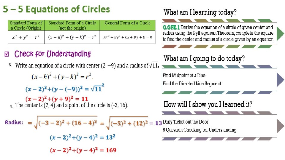 Unit 5 Geometric and Algebraic Connections Vocabulary Builder