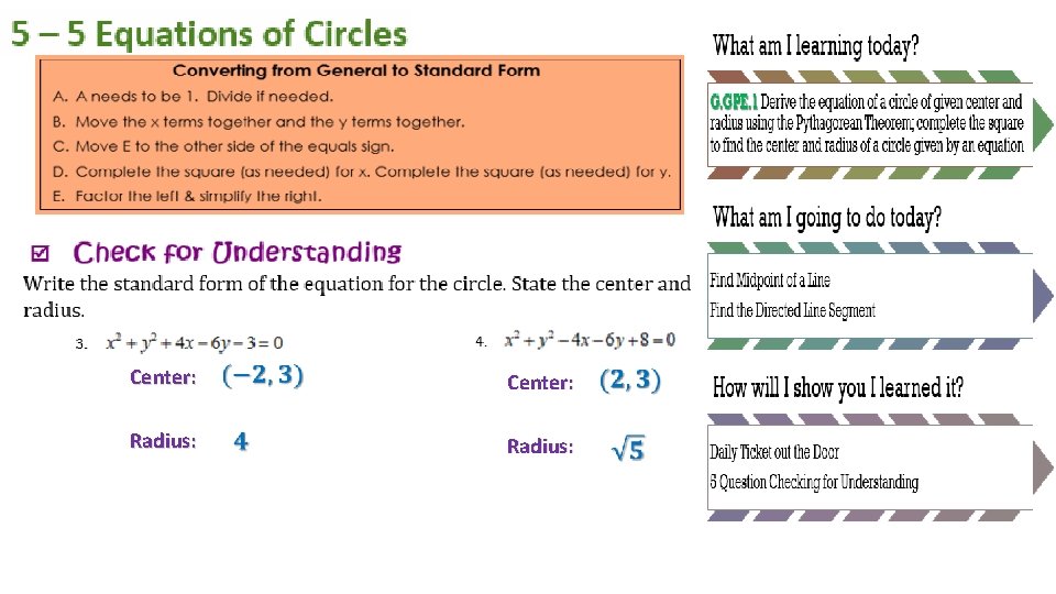 Unit 5 Geometric and Algebraic Connections Vocabulary Builder