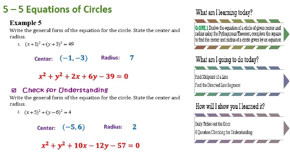 Unit 5 Geometric and Algebraic Connections Vocabulary Builder