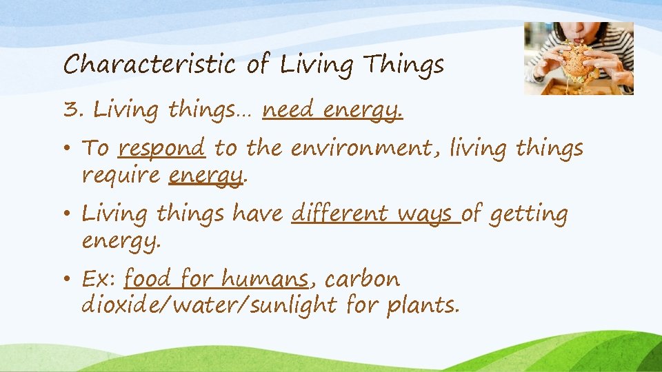 Observing Living Things Identify the 7 behaviours of