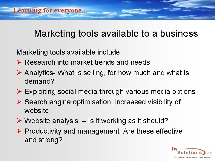 Learning for everyone Business Fundamentals Brand Marketing Learning