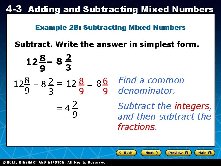 4 3 Adding and Subtracting Mixed Numbers California