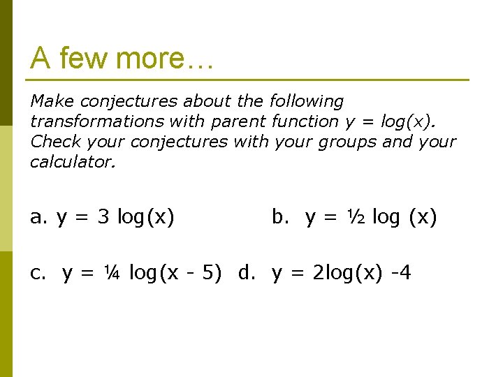 Warmup Complete the absolute value column on your