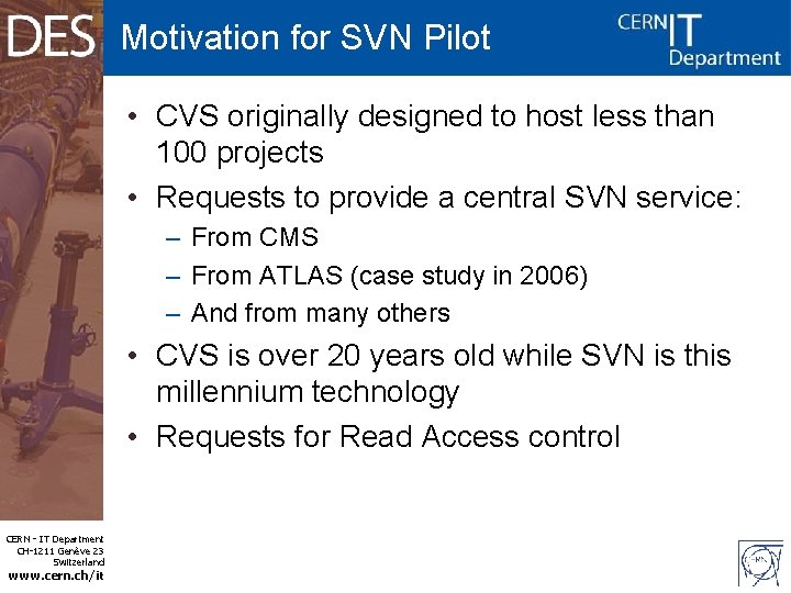 Software Version System Part 1 Subversion at CERN