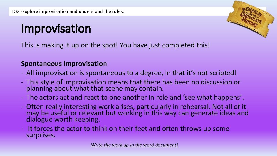 Lesson 1 Welcome Back to drama What to