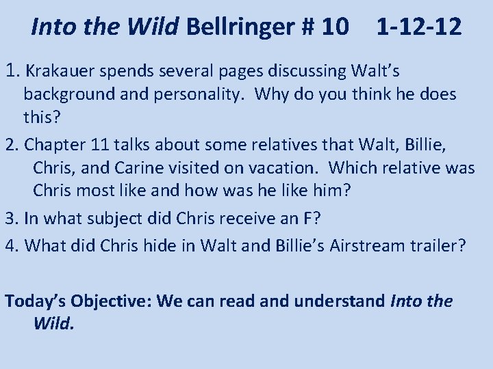 Into the Wild Bellringer 8 1 9 12
