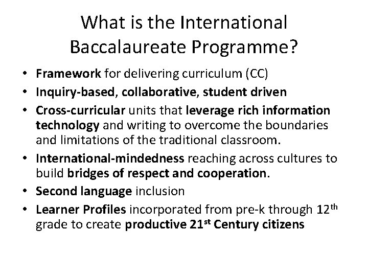 IB What does an IB School look like