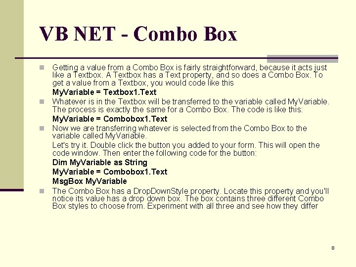 If Statements in VB NET n Create a
