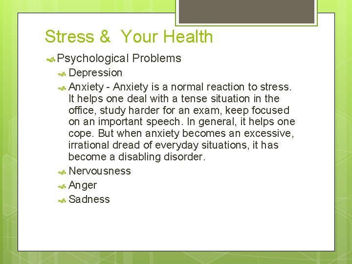 What is stress The reaction of the body