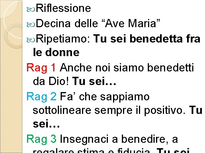 Tu sei benedetta fra le donne 1 dicembre