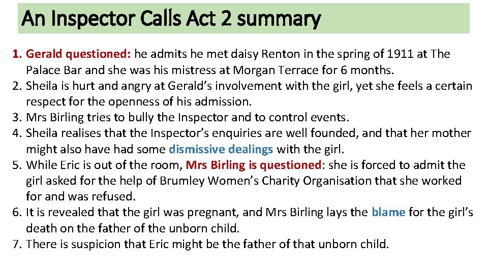 An Inspector Calls Act 1 summary 1 Birling
