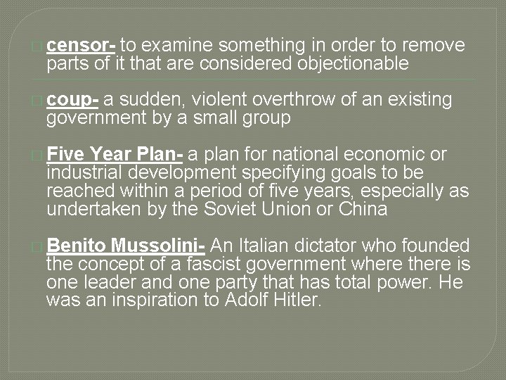 The Rise of Dictators World War II Vocabulary