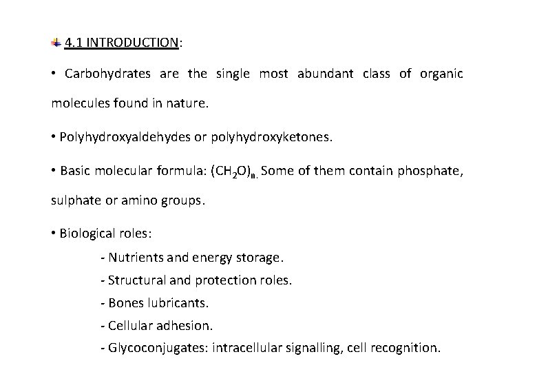 UNIT 4 CARBOHYDRATES OUTLINE 4 1 Introduction 4