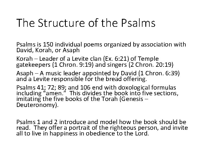 A Survey of the Book of Psalms Tim