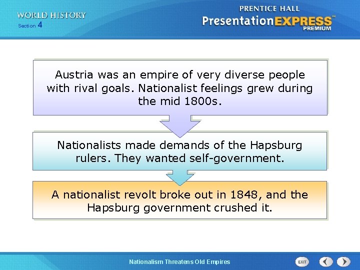 Section 4 Objectives Describe how nationalism contributed to