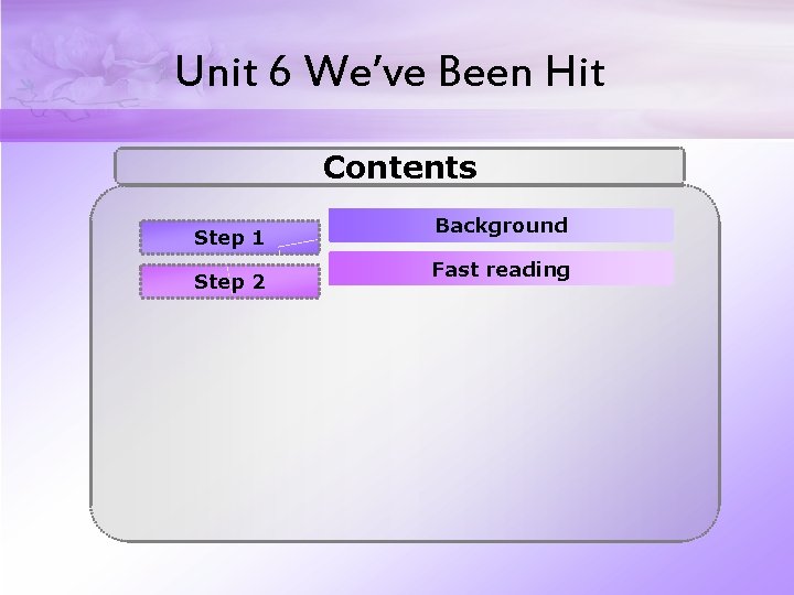 Unit 6 Weve Been Hit Contents Step 1