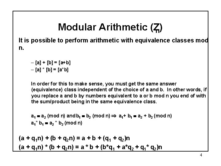 Applied Symbolic Computation CS 300 Modular Arithmetic and