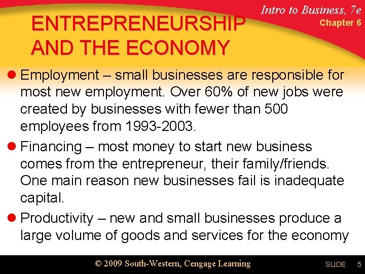 Intro to Business 7 e CHAPTER 6 Entrepreneurship