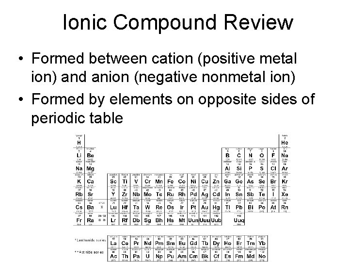 Ionic Bonding Chapter 8 Ionic Compound Review Formed