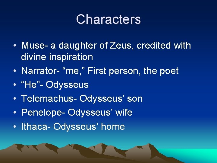 The Odyssey Book 1 A Goddess Intervenes Characters