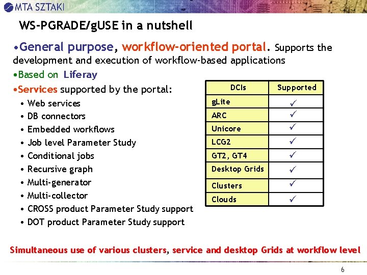 WS PGRADEg USE Tutorial MTA SZTAKI Laboratory of