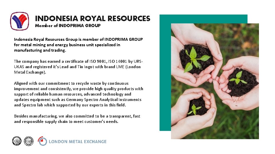 INDONESIA ROYAL RESOURCES Member of INDOPRIMA GROUP INDOPRIMA