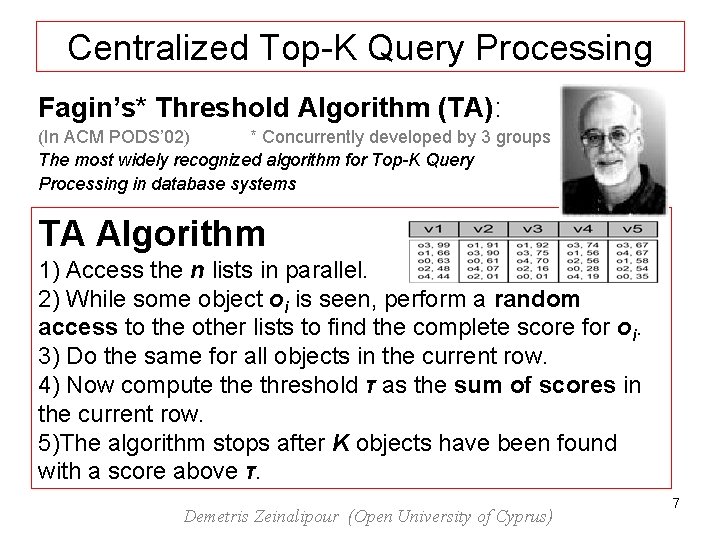 An Overview of Distributed TopK Ranking Algorithms 30