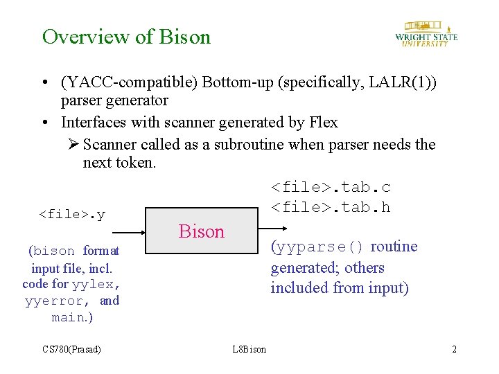 Bison Parser Generator Adapted from material by Charles