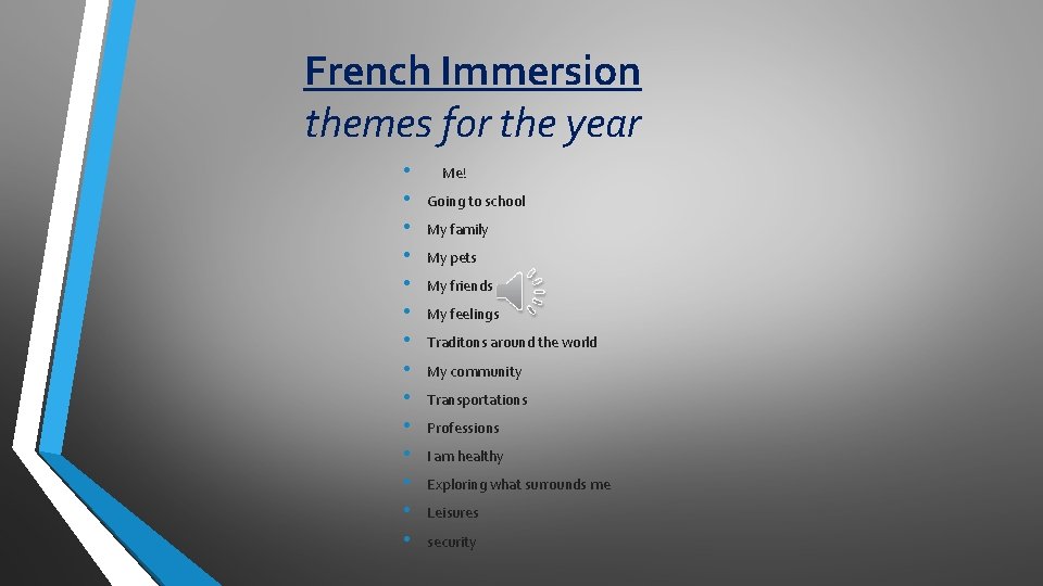 BienvenueWelcome to grade 1 French Immersion French Immersion