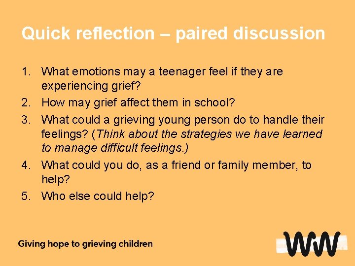 Learning about loss and bereavement Lesson resource for