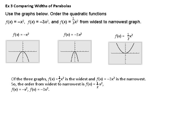 5 2 Properties of Parabolas Hubarth Algebra II