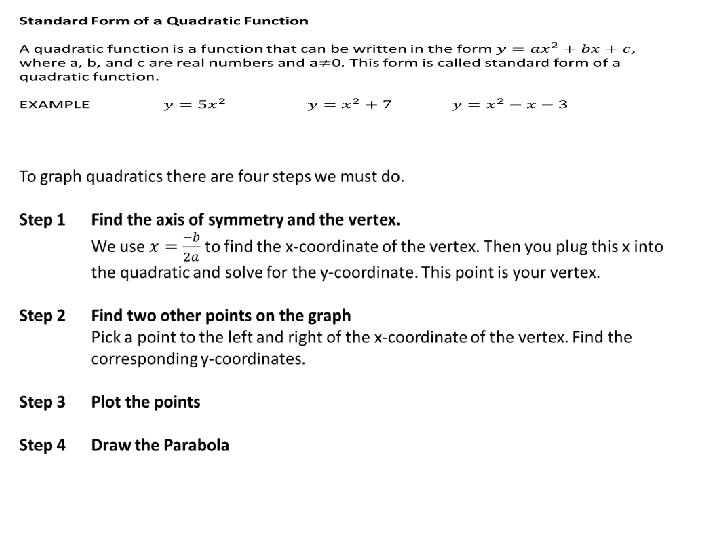 5 2 Properties of Parabolas Hubarth Algebra II
