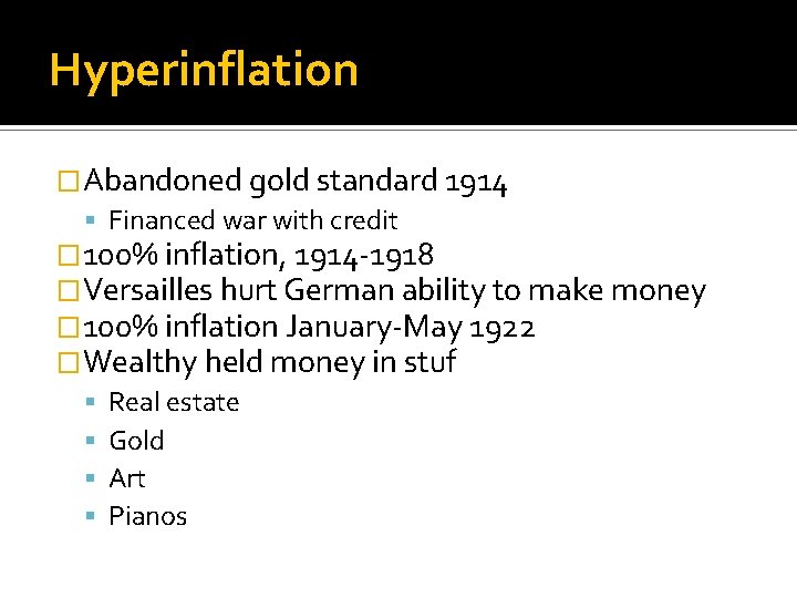 Hyper Inflation and the Dawes Plan Hyperinflation Abandoned