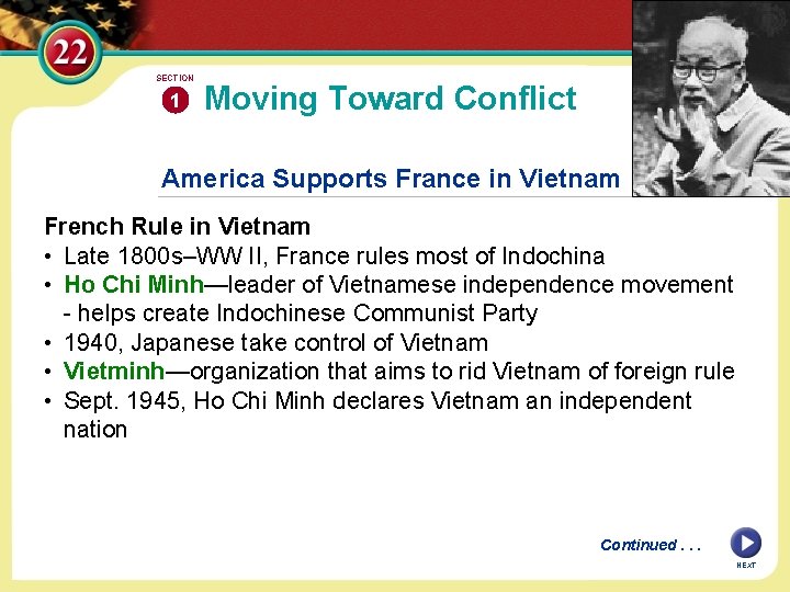 The Vietnam War Years The United States becomes