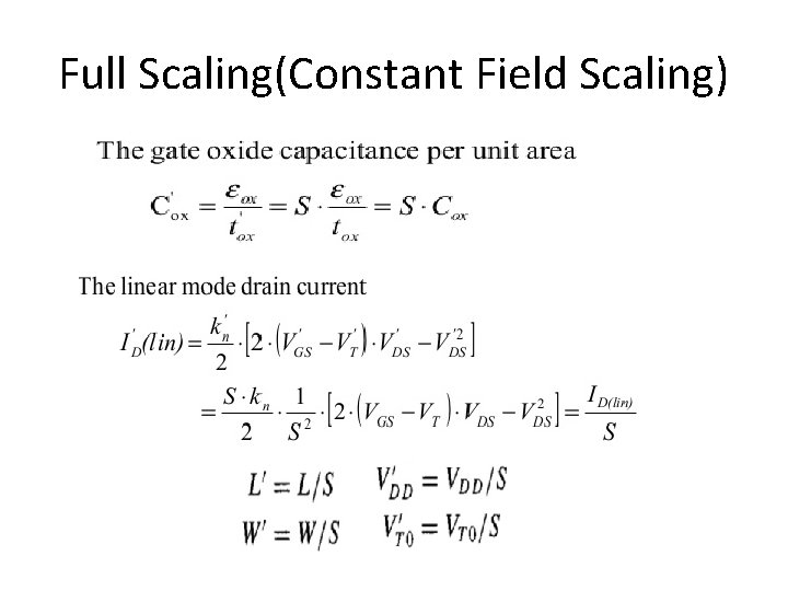 MOSFET SCALING and Small Geometry Effects By Deepa