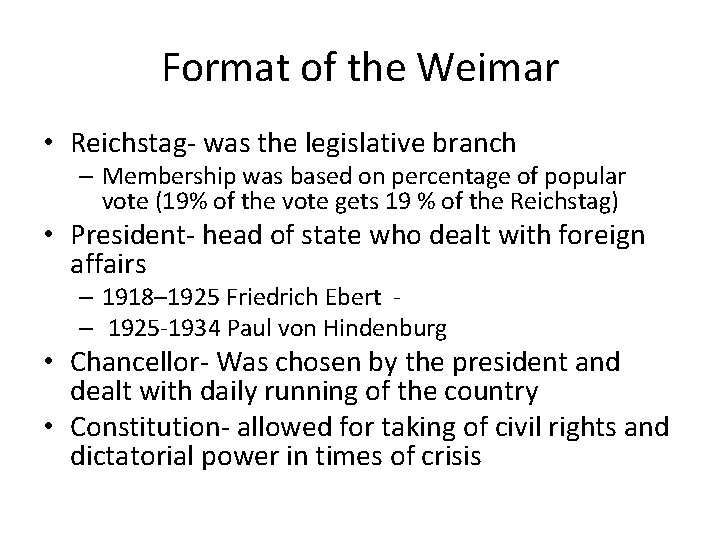 Weimar Republic 1919 1933 The Treaty of Versailles