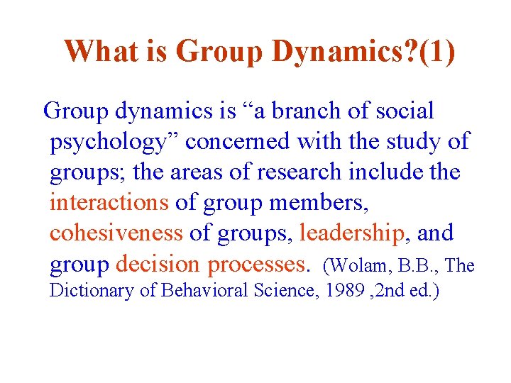 Membership Common boundary interdependence 2 Forsyth 1990 A
