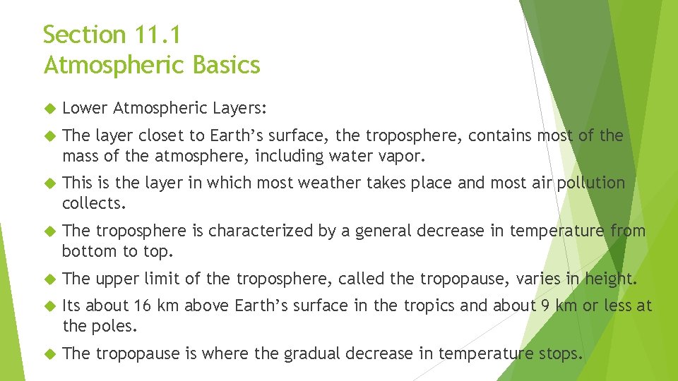 Chapter 11 Atmosphere Section 11 1 Atmospheric Basics