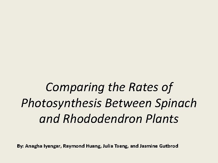 Photosynthesis Lab Leaf Disc Assay A Block Spinach