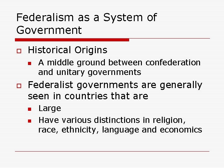 The American Democratic Republic Ch 3 Federalism Introduction